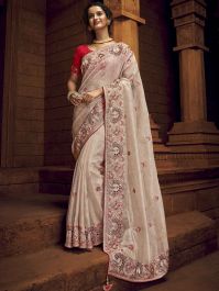 Beautiful Designer Saree Rust Colour in Organza,Net Fabric.